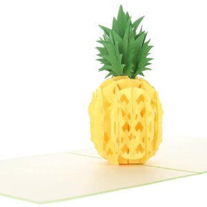 iGifts And Cards Hawaiian Pineapple 3D Pop Up Greeting Card - Fruit, Yellow, Sweet, Tropical, Green, Health, Hawaii, Half-Fold, Get Well, Just Because, Love, Special Days, Thank You, Happy Birthday