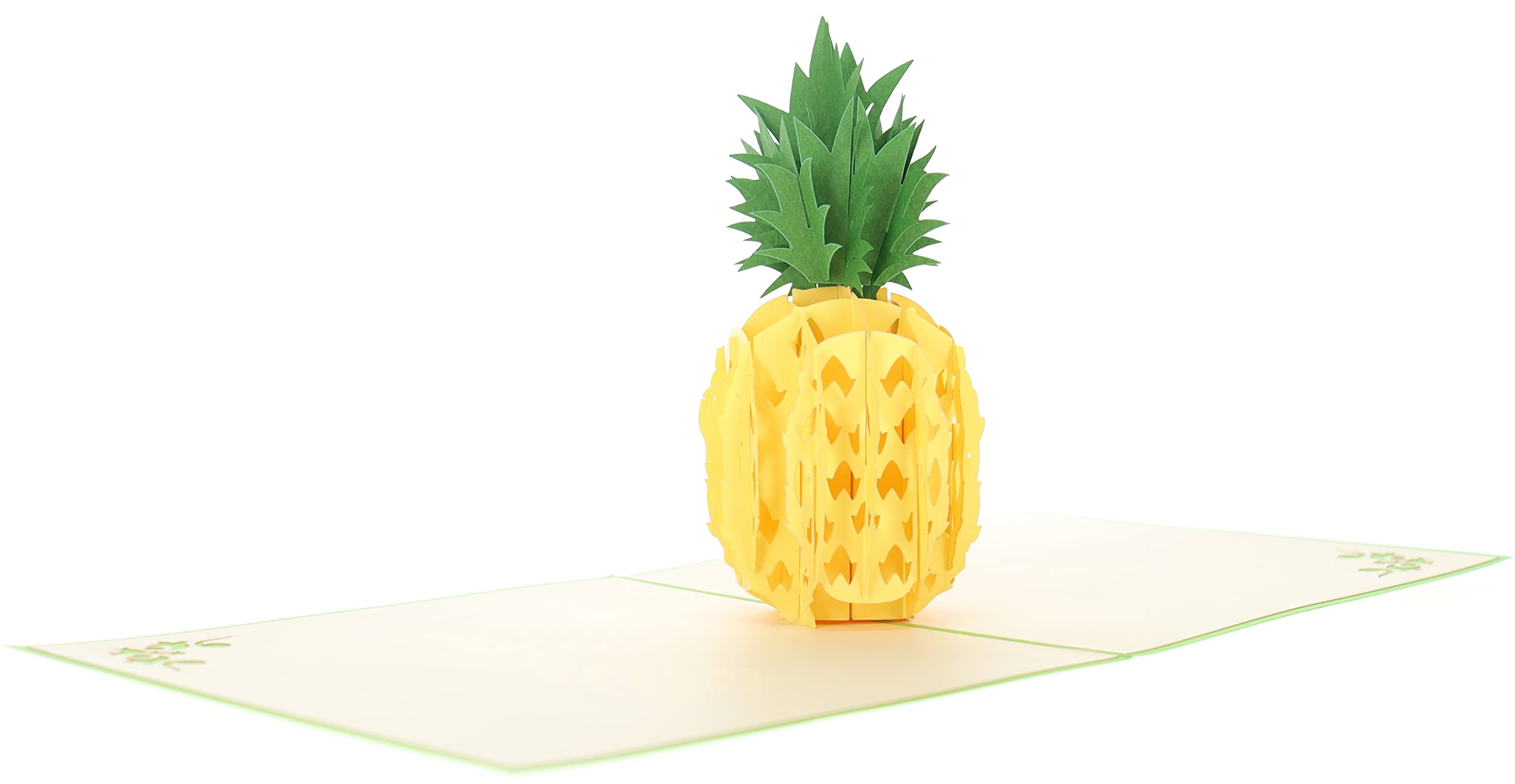 iGifts And Cards Hawaiian Pineapple 3D Pop Up Greeting Card - Fruit, Yellow, Sweet, Tropical, Green, Health, Hawaii, Half-Fold, Get Well, Just Because, Love, Special Days, Thank You, Happy Birthday