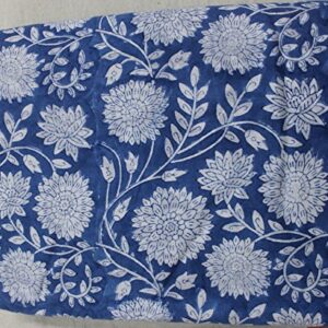 India Hand Block Printed Fabric Cotton Jaipuri Dress Fabric 5 Yard Multi Use Kurti and Long Dress Fabric