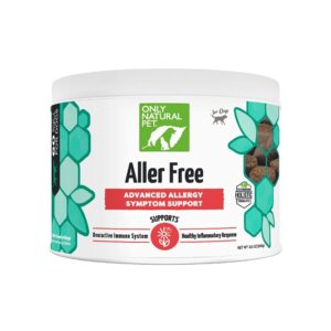 only natural pet allerfree advanced allergy support for dogs w/quercetin & probiotics - immune, respiratory, skin & coat health - itchy paws & licking - bacon-flavored 60 soft chewable