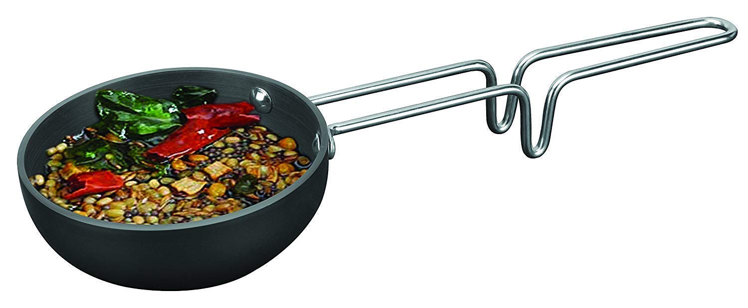 Khandekar Hard Anodized Tadka Pan, Nonstick Mini Fry Pan, Spice Roasting Pan, Vagharia with Long Handle - 11 inch (27.5 cm)