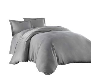 sterling creek 3-piece 100% viscose derived from bamboo duvet cover set oversized king, light gray - silky smooth buttery soft cooling duvet cover for all season