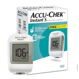 accu-chek instant s glucometer with free test strips, 10 count (white)