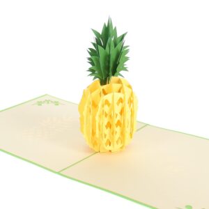 iGifts And Cards Hawaiian Pineapple 3D Pop Up Greeting Card - Fruit, Yellow, Sweet, Tropical, Green, Health, Hawaii, Half-Fold, Get Well, Just Because, Love, Special Days, Thank You, Happy Birthday