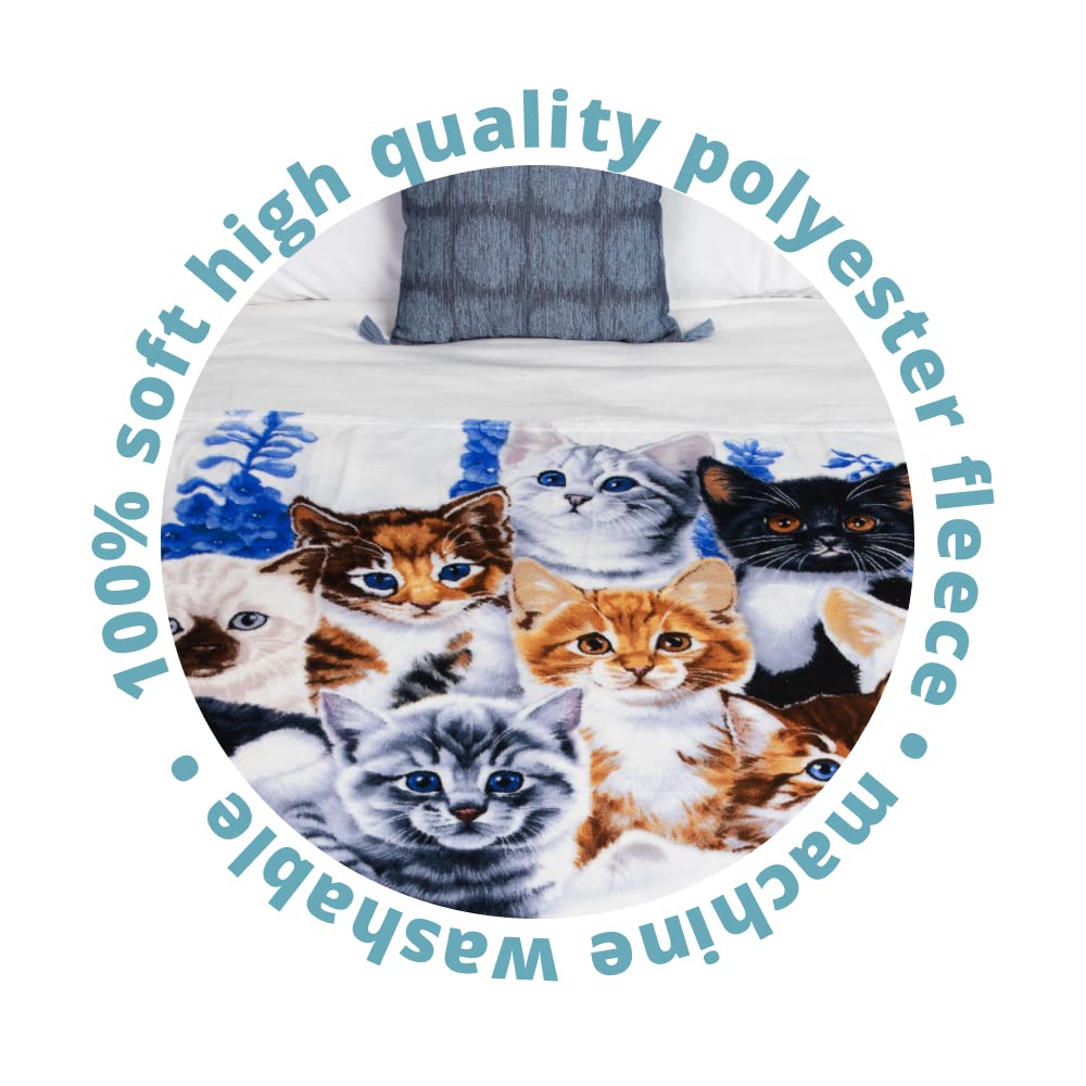 Dawhud Direct Kitten Collage Blanket - 50x60 Inches Throw Blanket for Kids and Adults - Soft Plush Fleece Blanket for Bed, Couch, or Travel - Cozy Queen Size Cat Lover's Blanket, Machine Washable