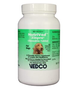 nutrived zinc & methionine chewable tablets for dogs (100 count)