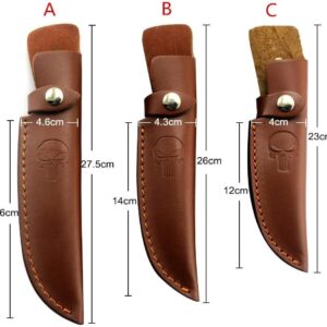 Aibote Fixed Blade Knife Sheath With Belt Loop Hunting Holster Carrying Knives Leather Holder Sheaths Case Scabbard Pouch Bag Pocket EDC Camping Outdoor Tool(C-Small)