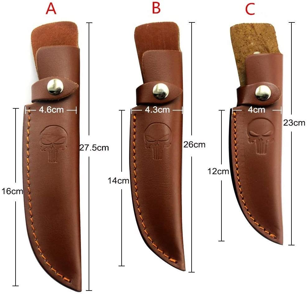 Aibote Fixed Blade Knife Sheath With Belt Loop Hunting Holster Carrying Knives Leather Holder Sheaths Case Scabbard Pouch Bag Pocket EDC Camping Outdoor Tool(C-Small)