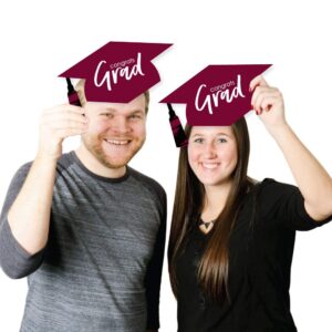 Big Dot of Happiness Maroon Graduation Hat Decorations - DIY Large Party Essentials - 20 Count