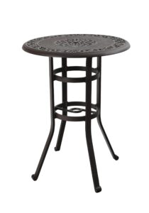 phi villa 32" cast aluminum patio bar table, 41" height high top outdoor table, pub height bistro round table for paito lawn garden, brown