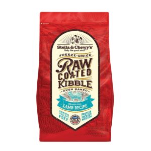 stella & chewy's, grass-fed lamb recipe raw coated kibble dry dog food, 3.5 pound