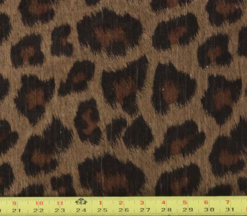 Chenille Velvet Upholstery Drapery Fabric Brown Leopard Panthera Toffee / 54" w/Sold by The Yard