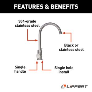 Lippert Components Flow Max Curved Gooseneck Kitchen Faucet for RVs and Residential