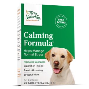 terry naturally animal health calming formula - 45 tablets - promotes calm & relaxation for dogs - non-gmo - 45 servings