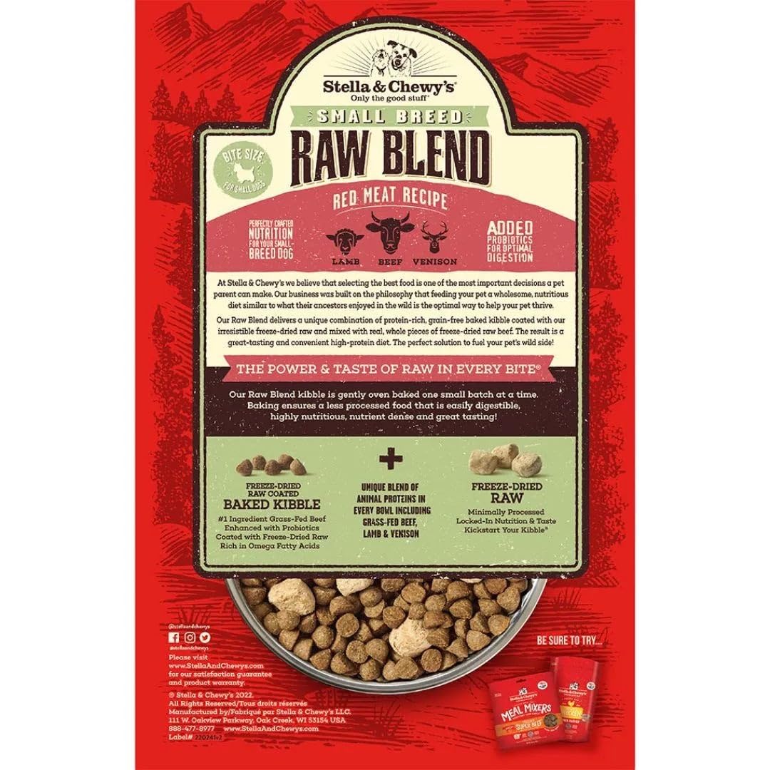 Stella and Chewy's Small Bred Raw Blend, 10 Pound, Red Meat Recipe, Grain-Free Dog Food