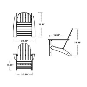 POLYWOOD Vineyard 3-Piece Adirondack Chair Set with Side Table, Slate Grey