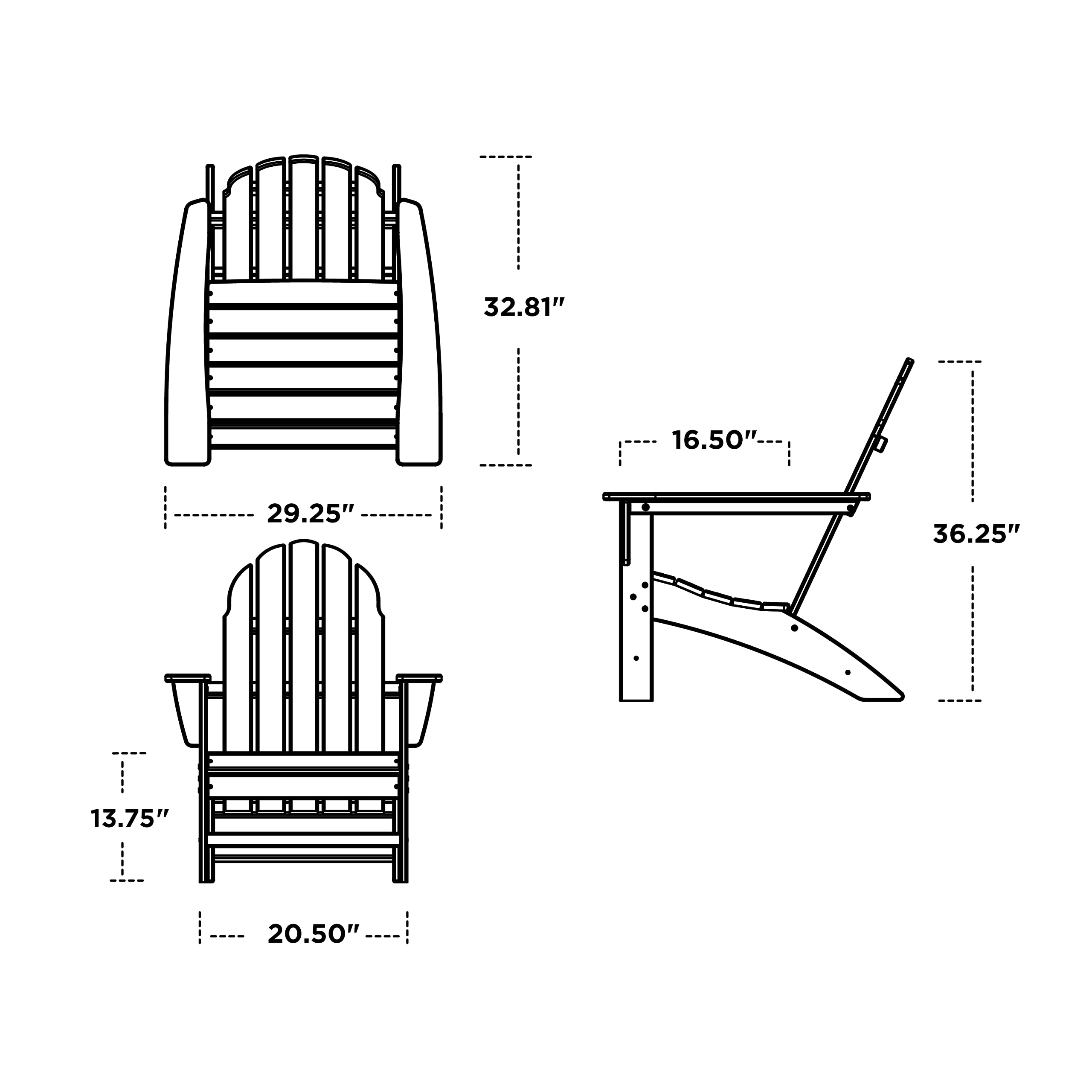 POLYWOOD Vineyard 3-Piece Adirondack Chair Set with Side Table, Slate Grey