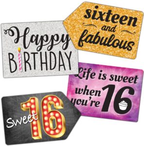 vibrant plastic photo booth prop signs - sweet sixteen mix - set of 2 colorful signs for a sweet 16th birthday party