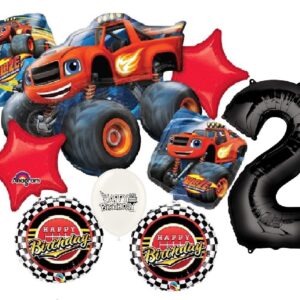 Combined Brands Blaze and the Monster Machines Birthday Balloon Bundle Decoration Kit with Black Number 1-9 option (2nd Birthday)