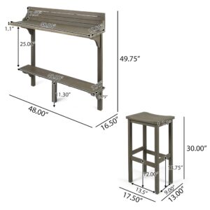 Christopher Knight Home Caribbean Outdoor Acacia Wood Balcony Bar Set, 3-Pcs Set, Grey Finish