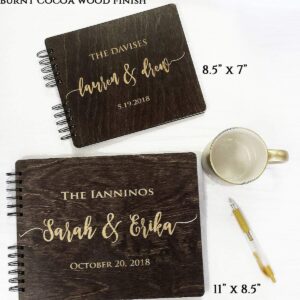 Wooden Wedding Guest Book Custom Made in USA (11"x8.5", Black Stain) Wood Rustic Vintage Personalized 50th Anniversary Bridal Shower Guestbook