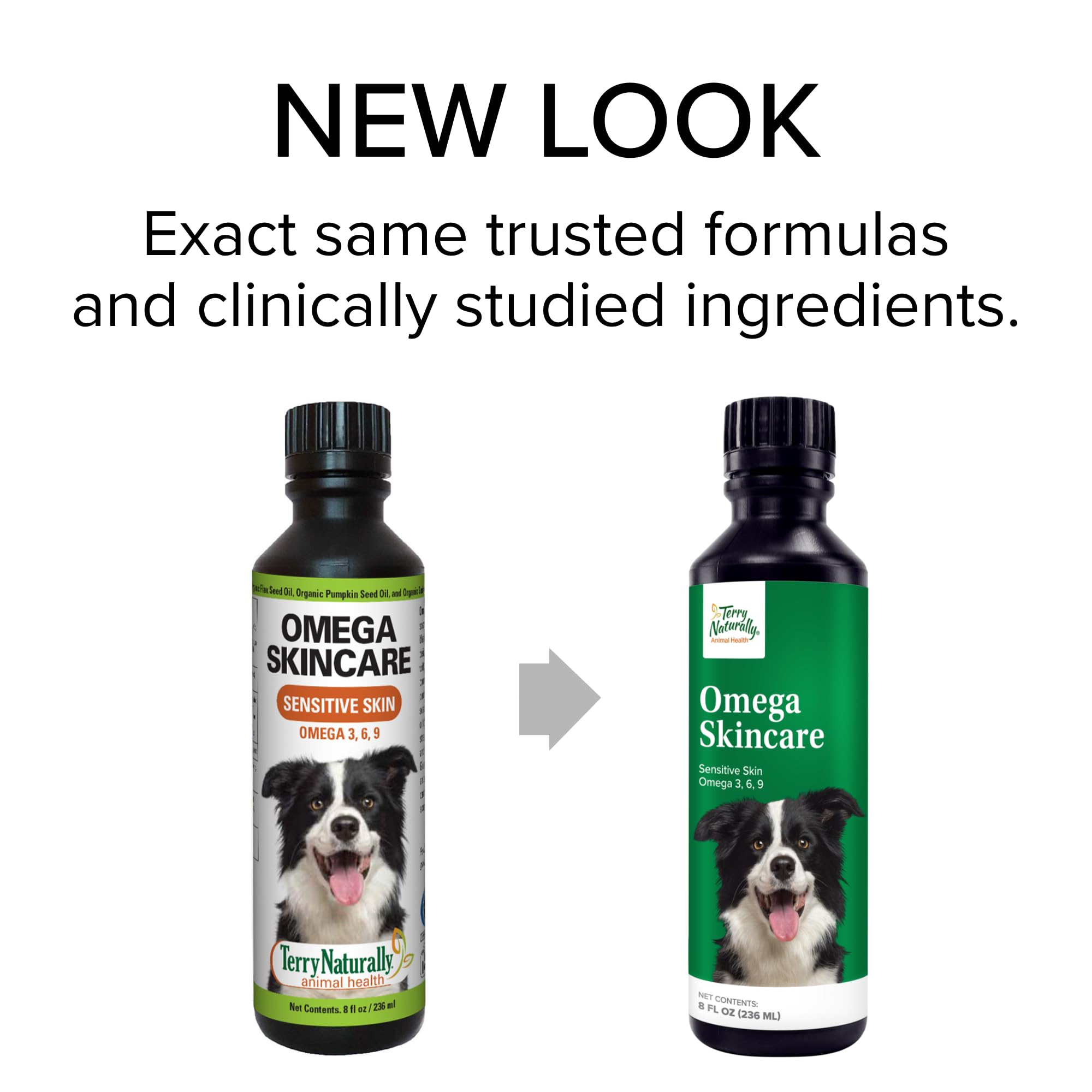 Terry Naturally Animal Health Omega Skincare - 8 fl oz - with Omega-3, -6, -9, Flax, Pumpkin, Sunflower & Sesame Seed Oil - Canine Only - 47 Servings