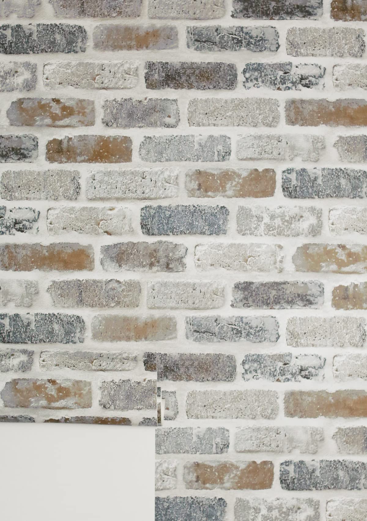 NextWall Washed Faux Brick Peel and Stick Wallpaper