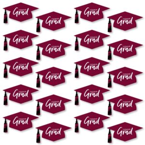 big dot of happiness maroon graduation hat decorations - diy large party essentials - 20 count