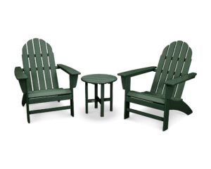 polywood vineyard 3-piece adirondack chair set with side table, green