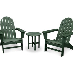 POLYWOOD Vineyard 3-Piece Adirondack Chair Set with Side Table, Green