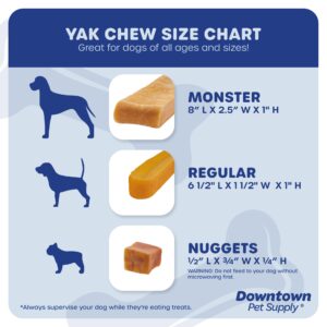 Downtown Pet Supply - Monster Yak Cheese Himalayan Dog Chews - Natural Dog Treats - Dog Dental Care & Plaque Remover for Teeth - Rawhide-Free Dog Chews with Zinc, Calcium, Vitamin D