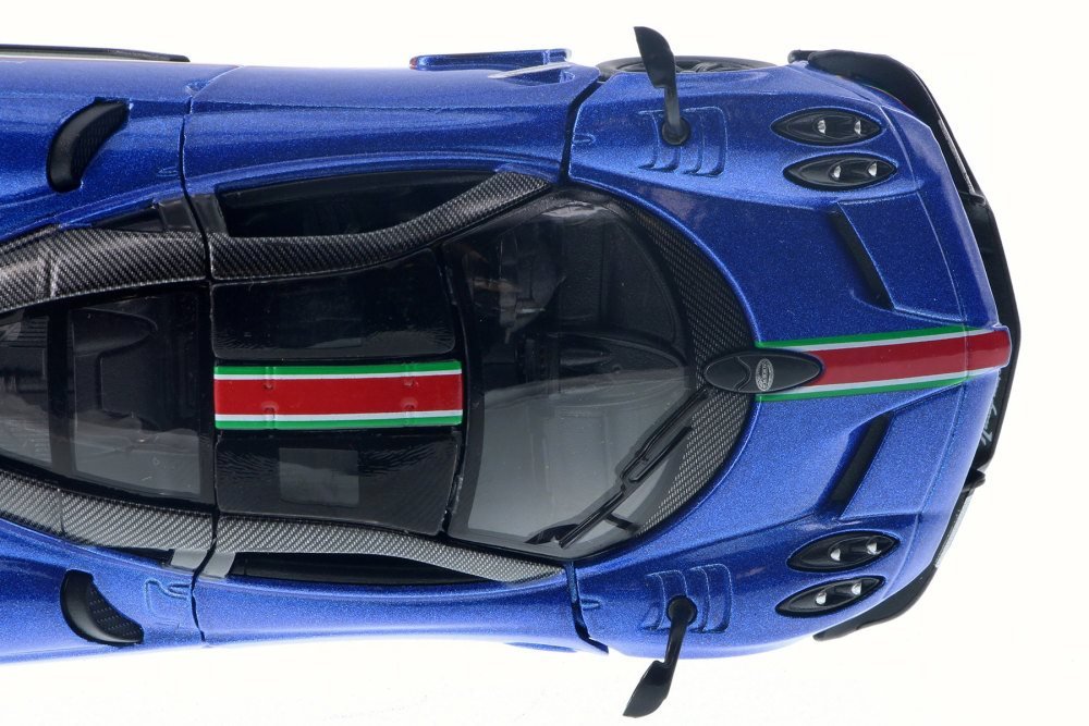 KiNSMART 2016 Pagani Huayra BC Blue w/Racing Strip Decal 5" 1:38 Scale Die Cast Metal Model Toy Super Race CarCar w/Pullback Action