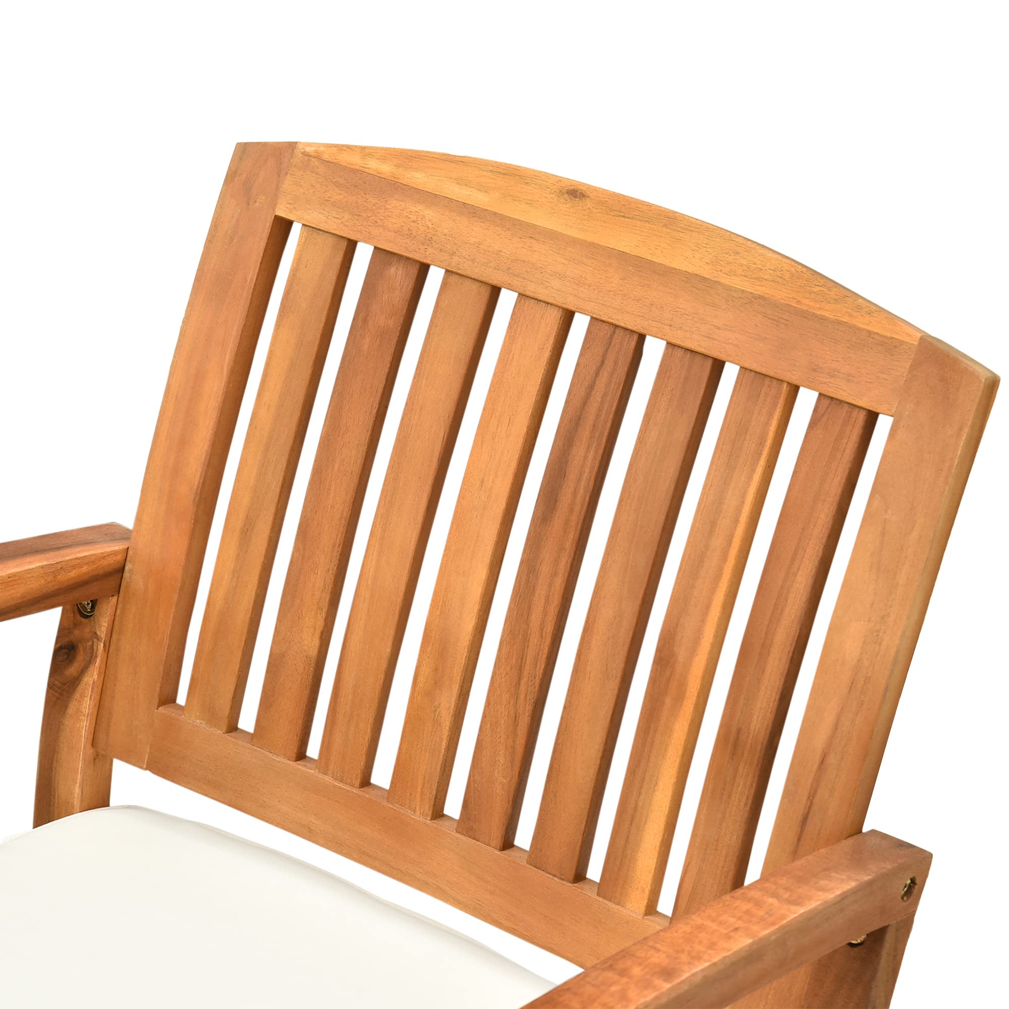 Outsunny Outdoor Rocking Chair with Cushion, Acacia Wood Patio Rocker for Backyard, Patio, Home, Teak Tone