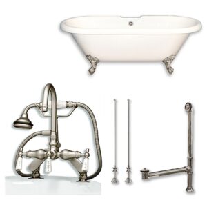 cambridge plumbing adep60-684d-pkg-bn-7dh acrylic double ended pedestal bathtub, 60" x 30"