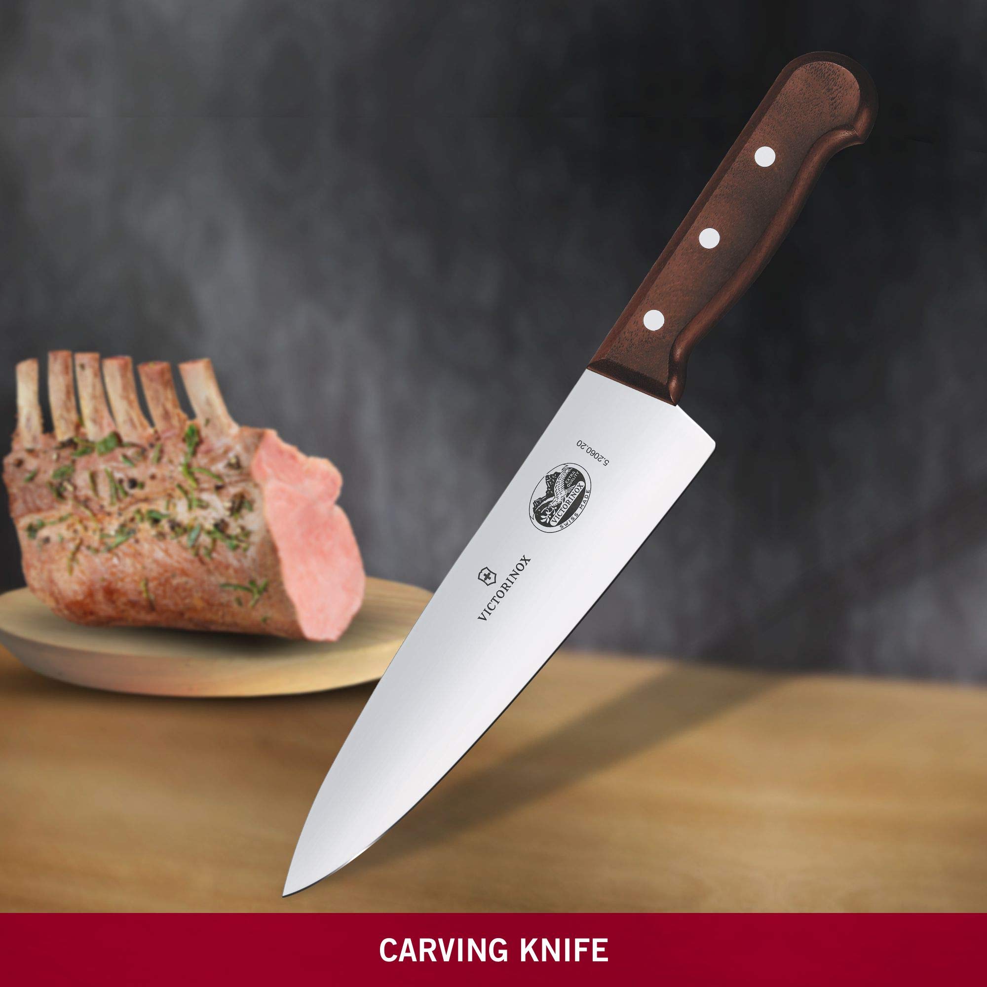 Victorinox Chef's Knife - Kitchen Knife for Home Essentials - Cooking Knife for All Cuts of Meat - Wooden Handle, Extra Wide Blade, 8"