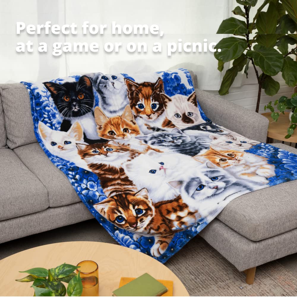 Dawhud Direct Kitten Collage Blanket - 50x60 Inches Throw Blanket for Kids and Adults - Soft Plush Fleece Blanket for Bed, Couch, or Travel - Cozy Queen Size Cat Lover's Blanket, Machine Washable