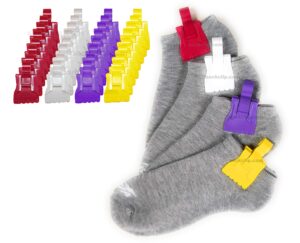 the amazing sock clip sock holder, unicorn color assorted 32 clips, (8 each of 4 colors) made in u.s.a.