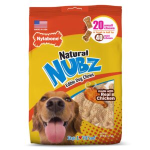 nylabone nubz budz natural long lasting edible dog chews 20 count small - up to 30 lbs.