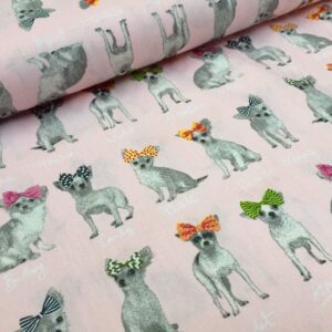 Chihuahua Dog 100% Cotton Poplin Fabric Print - Animal Dogs Material - 59'' Wide - Pink (Sold by The Yard)