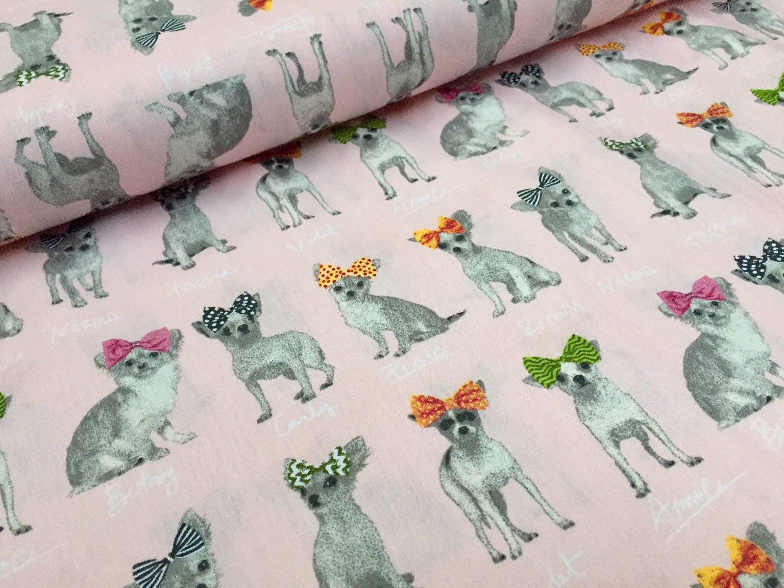 Chihuahua Dog 100% Cotton Poplin Fabric Print - Animal Dogs Material - 59'' Wide - Pink (Sold by The Yard)