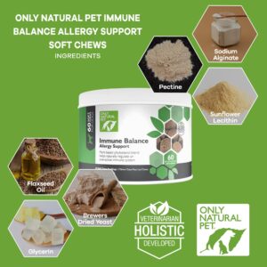 Only Natural Pet Immune Balance - Immunity Booster for Itchy Skin Licking & Scratching w/Phytosterols for Seasonal or Food Allergies Vitamin Supplement for Healthy Dogs & Cats - 60 Soft Chews