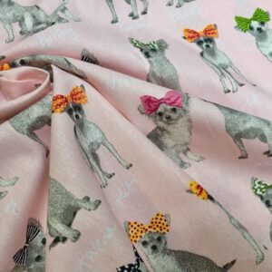 Chihuahua Dog 100% Cotton Poplin Fabric Print - Animal Dogs Material - 59'' Wide - Pink (Sold by The Yard)