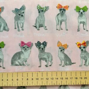 Chihuahua Dog 100% Cotton Poplin Fabric Print - Animal Dogs Material - 59'' Wide - Pink (Sold by The Yard)