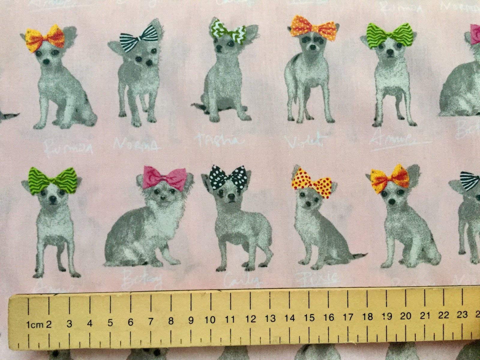 Chihuahua Dog 100% Cotton Poplin Fabric Print - Animal Dogs Material - 59'' Wide - Pink (Sold by The Yard)