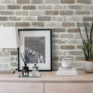 NextWall Washed Faux Brick Peel and Stick Wallpaper