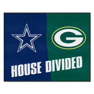 fanmats 21804 nfl packers / cowboys house divided rug