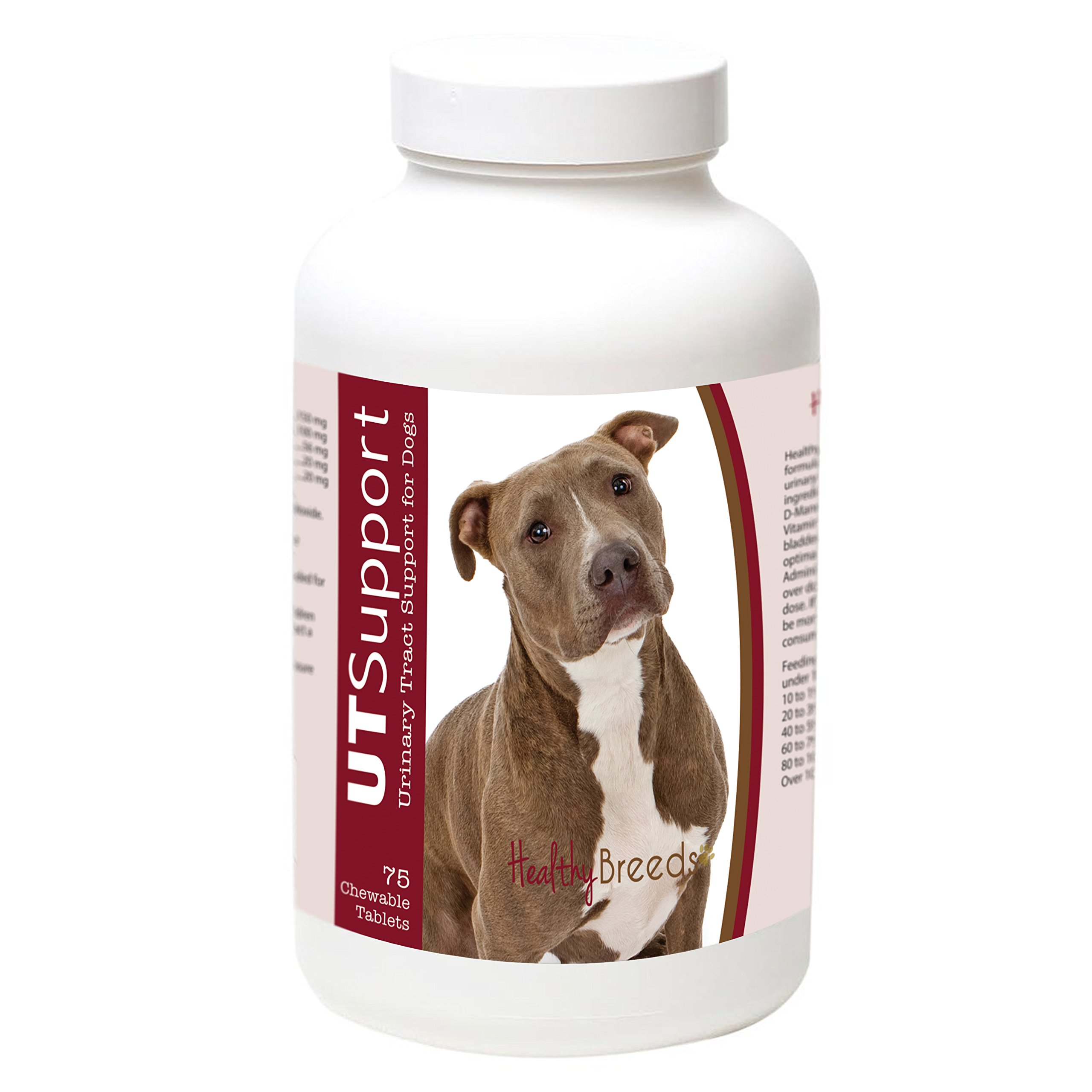 Healthy Breeds Pit Bull Cranberry Chewables - UT Support - Effective in Helping Fight Harmful Bacteria & Prevent Infection in Your Dog's Bladder - 75 Count