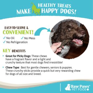 Raw Paws Green Beef Tripe Sticks for Dogs - 6-inch, 5-Pack - Packed in USA - Dried Tripe Dog Treats from Free-Range, Cows No Added Antibiotics or Hormones - Dehydrated Beef Green Tripe for Dogs