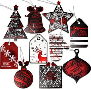 gift boutique 120 elegant christmas gift tags with ribbon tie strings attached 10 designs personalized name tag labels write on to & from for gift bags wrapping presents & packages