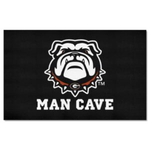 fanmats 22878 georgia bulldogs man cave ultimat rug - 5ft. x 8ft. | sports fan area rug, home decor rug and tailgating mat - bulldog logo, black